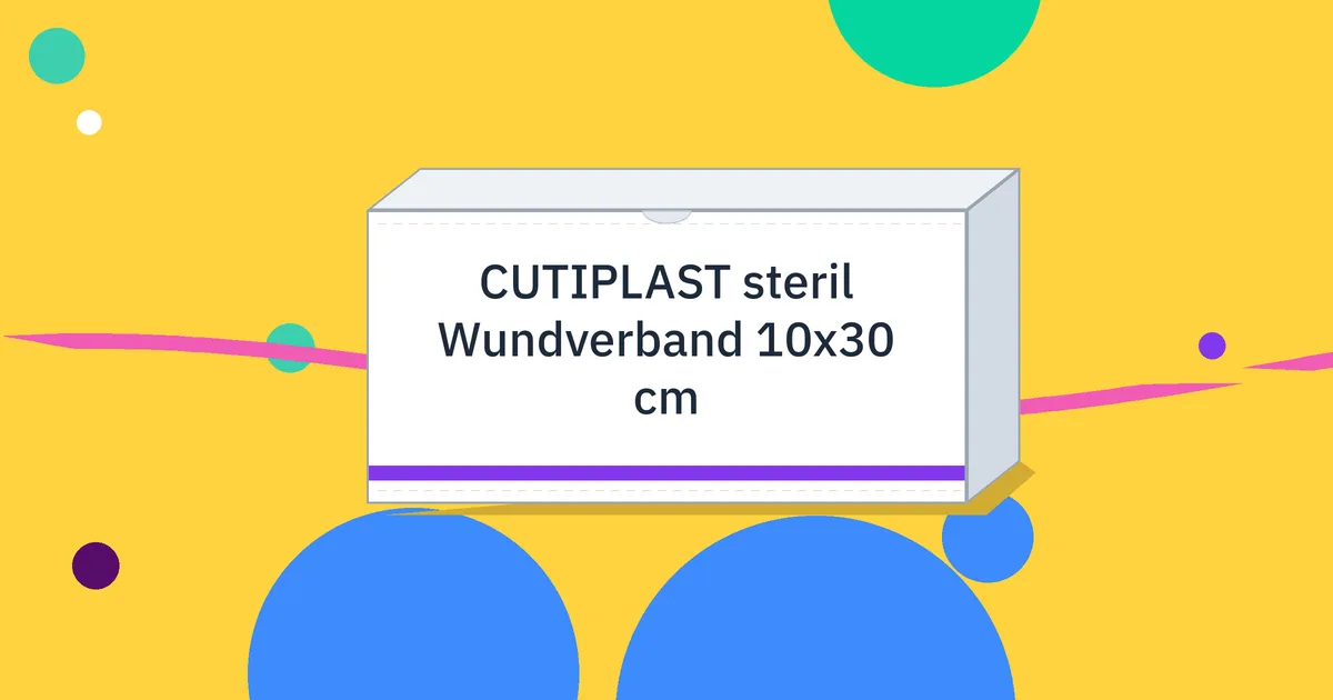 Symbolbild: Packung mit der Aufschrift CUTIPLAST steril Wundverband 10x30 cm (PZN 19280657) – Verfügbarkeit und Bezug in Apotheken in Frankfurt am Main