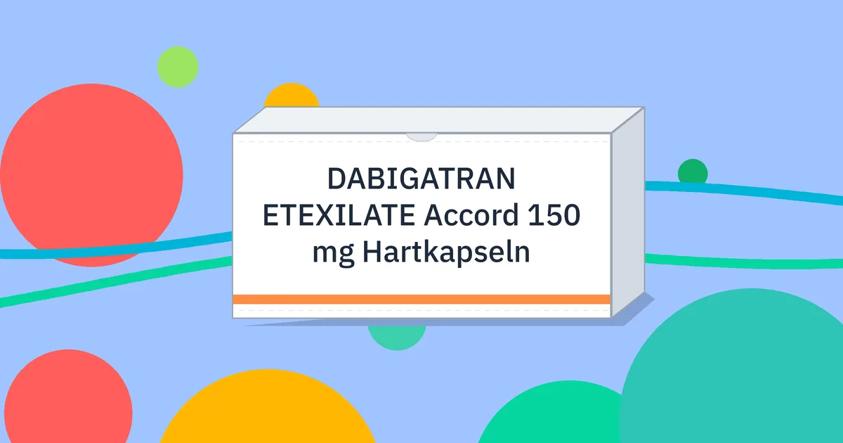 Symbolbild: Packung mit der Aufschrift DABIGATRAN ETEXILATE Accord 150 mg Hartkapseln (PZN 19439299) – Verfügbarkeit und Bezug in Apotheken in Frankfurt am Main