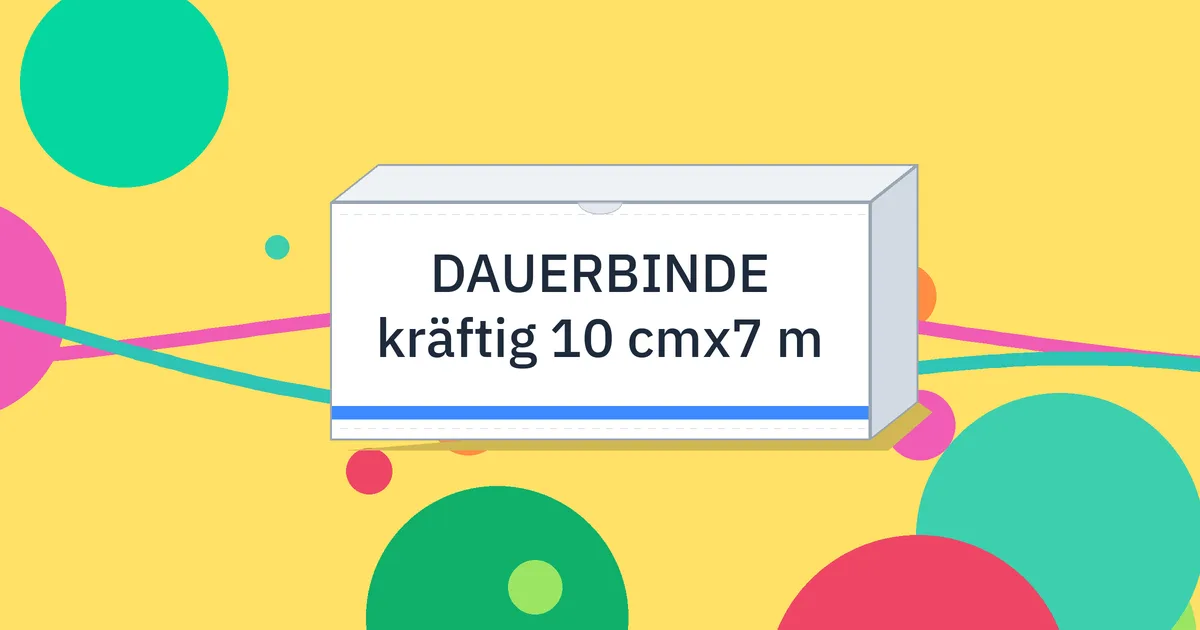 Symbolbild: Packung mit der Aufschrift DAUERBINDE kräftig 10 cmx7 m (PZN 17447604) – Verfügbarkeit und Bezug in Apotheken in Frankfurt am Main