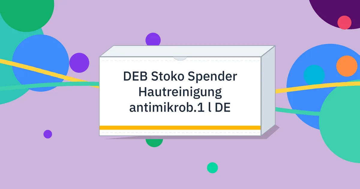 Symbolbild: Packung mit der Aufschrift DEB Stoko Spender Hautreinigung antimikrob.1 l DE (PZN 12549004) – Verfügbarkeit und Bezug in Apotheken in Frankfurt am Main