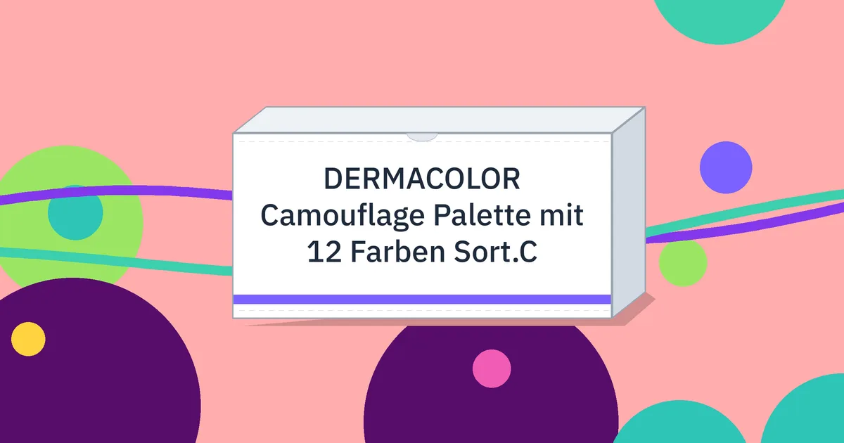 Symbolbild: Packung mit der Aufschrift DERMACOLOR Camouflage Palette mit 12 Farben Sort.C (PZN 15819823) – Verfügbarkeit und Bezug in Apotheken in Frankfurt am Main