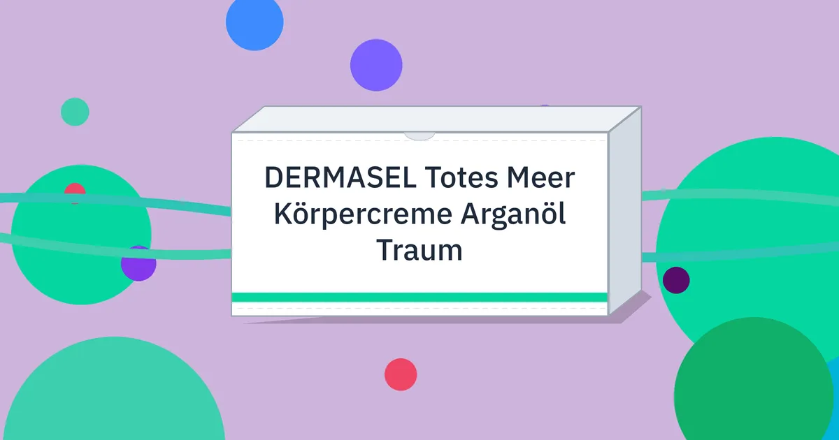 Symbolbild: Packung mit der Aufschrift DERMASEL Totes Meer Körpercreme Arganöl Traum (PZN 18053178) – Verfügbarkeit und Bezug in Apotheken in Frankfurt am Main