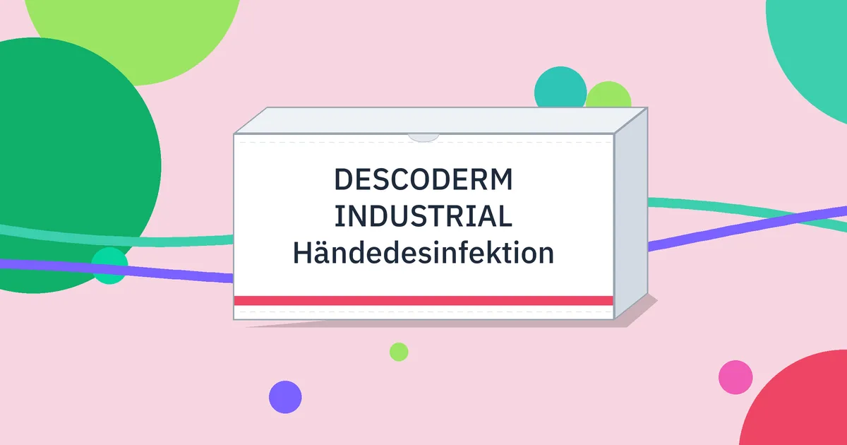 Symbolbild: Packung mit der Aufschrift DESCODERM INDUSTRIAL Händedesinfektion (PZN 15629040) – Verfügbarkeit und Bezug in Apotheken in Frankfurt am Main