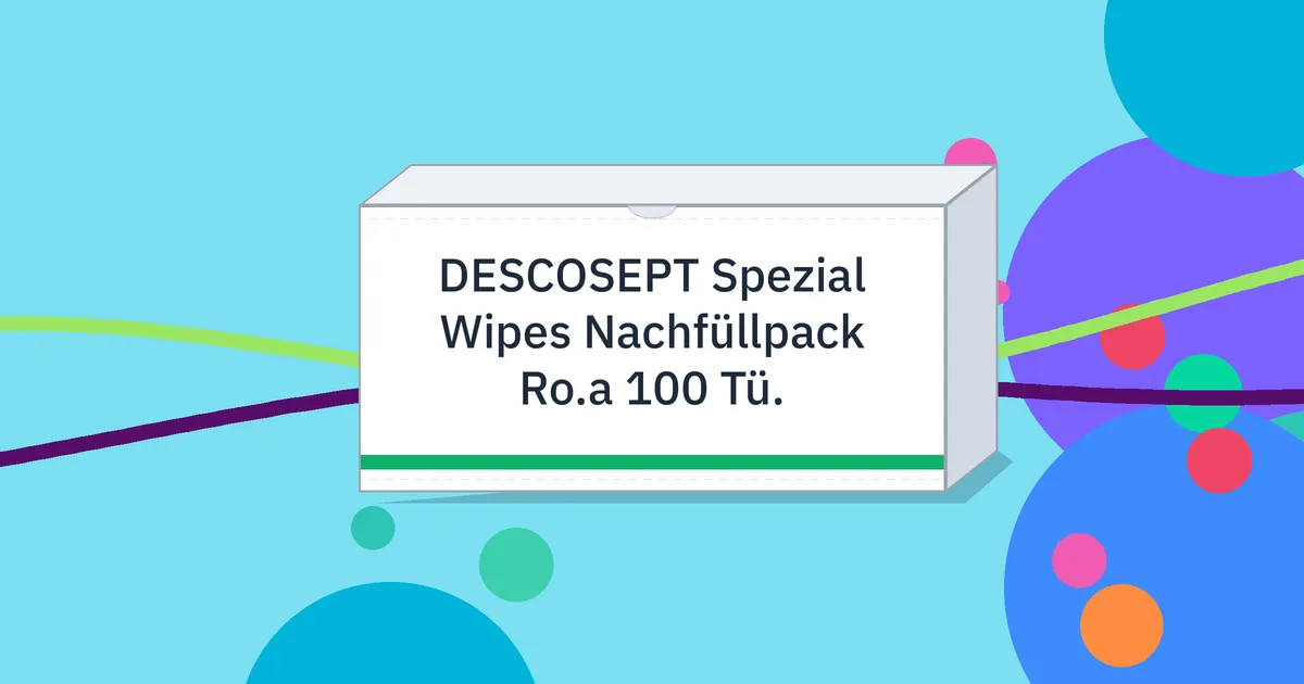 Symbolbild: Packung mit der Aufschrift DESCOSEPT Spezial Wipes Nachfüllpack Ro.a 100 Tü. (PZN 12410967) – Verfügbarkeit und Bezug in Apotheken in Frankfurt am Main