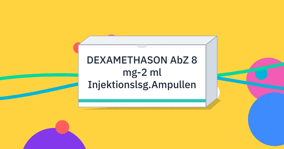 Symbolbild: Packung mit der Aufschrift DEXAMETHASON AbZ 8 mg-2 ml Injektionslsg.Ampullen (PZN 02710208) – Verfügbarkeit und Bezug in Apotheken in Frankfurt am Main