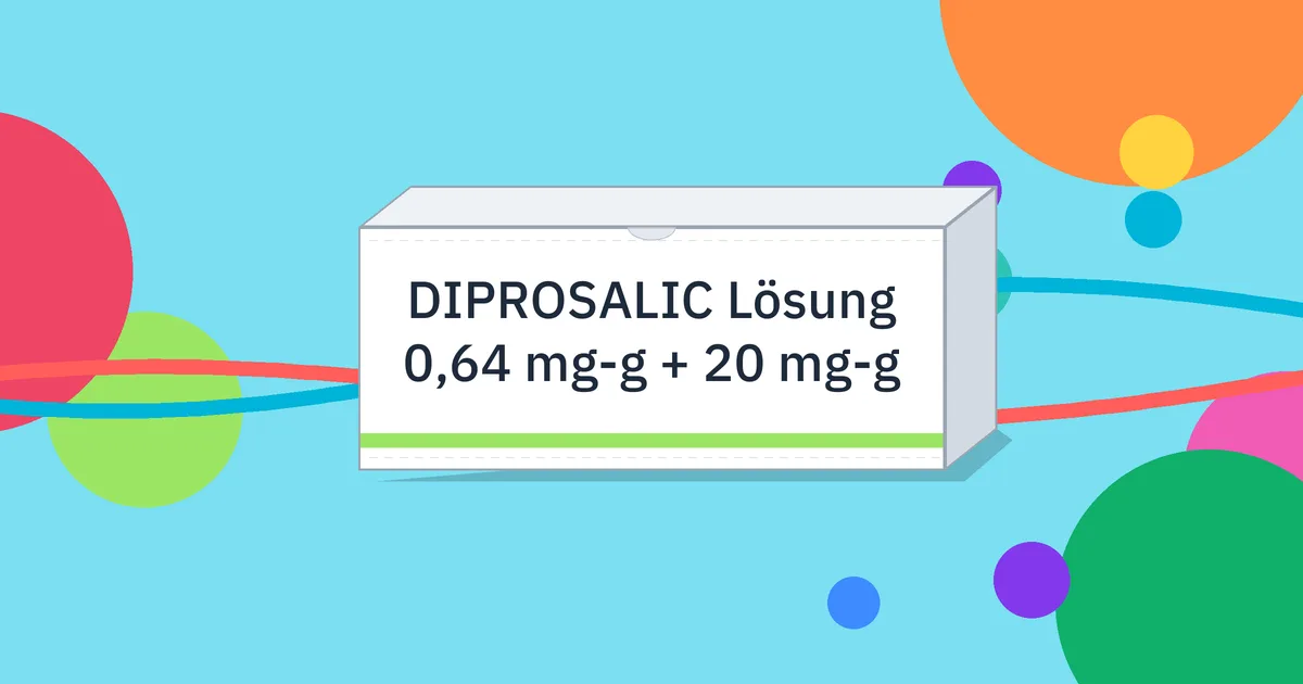 Symbolbild: Packung mit der Aufschrift DIPROSALIC Lösung 0,64 mg-g + 20 mg-g (PZN 02388758) – Verfügbarkeit und Bezug in Apotheken in Frankfurt am Main