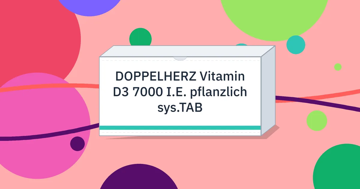 Symbolbild: Packung mit der Aufschrift DOPPELHERZ Vitamin D3 7000 I.E. pflanzlich sys.TAB (PZN 19413093) – Verfügbarkeit und Bezug in Apotheken in Frankfurt am Main