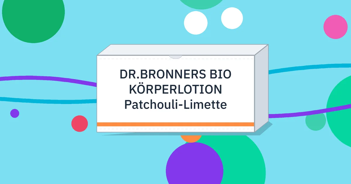 Symbolbild: Packung mit der Aufschrift DR.BRONNERS BIO KÖRPERLOTION Patchouli-Limette (PZN 19241930) – Verfügbarkeit und Bezug in Apotheken in Frankfurt am Main