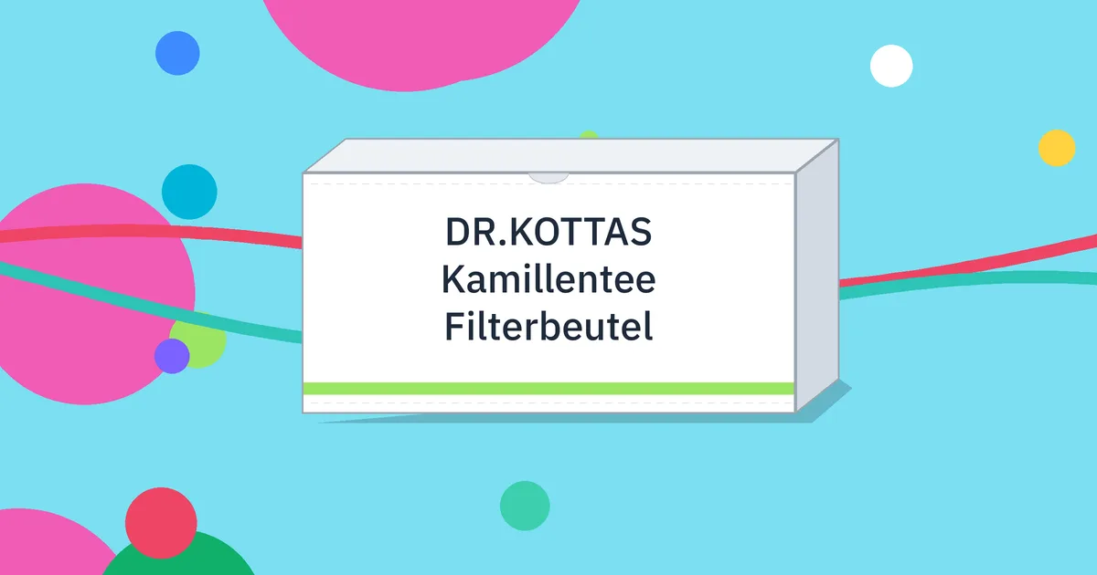 Symbolbild: Packung mit der Aufschrift DR.KOTTAS Kamillentee Filterbeutel (PZN 08790585) – Verfügbarkeit und Bezug in Apotheken in Frankfurt am Main
