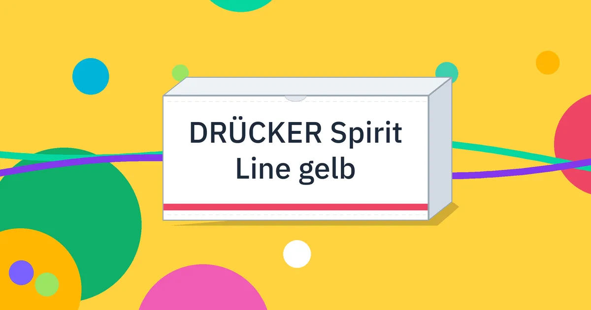 Symbolbild: Packung mit der Aufschrift DRÜCKER Spirit Line gelb (PZN 01516510) – Verfügbarkeit und Bezug in Apotheken in Frankfurt am Main