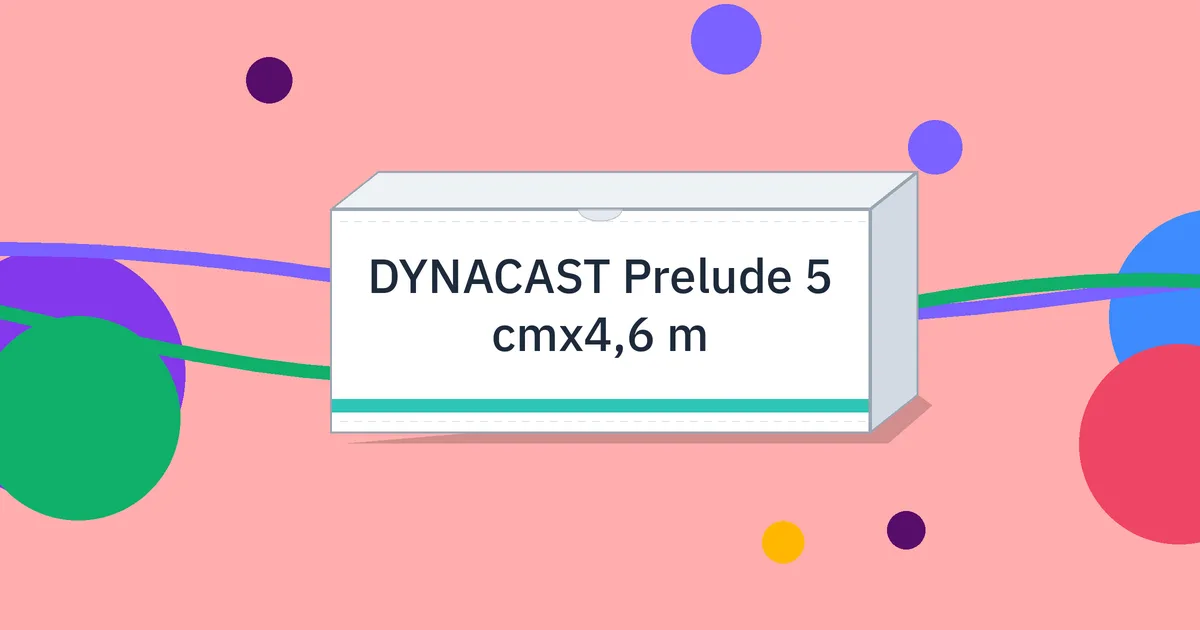 Symbolbild: Packung mit der Aufschrift DYNACAST Prelude 5 cmx4,6 m (PZN 07465794) – Verfügbarkeit und Bezug in Apotheken in Frankfurt am Main