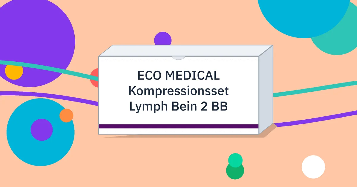Symbolbild: Packung mit der Aufschrift ECO MEDICAL Kompressionsset Lymph Bein 2 BB (PZN 20404082) – Verfügbarkeit und Bezug in Apotheken in Frankfurt am Main