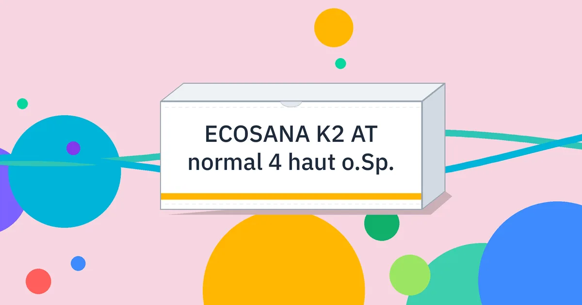 Symbolbild: Packung mit der Aufschrift ECOSANA K2 AT normal 4 haut o.Sp. (PZN 01559525) – Verfügbarkeit und Bezug in Apotheken in Frankfurt am Main
