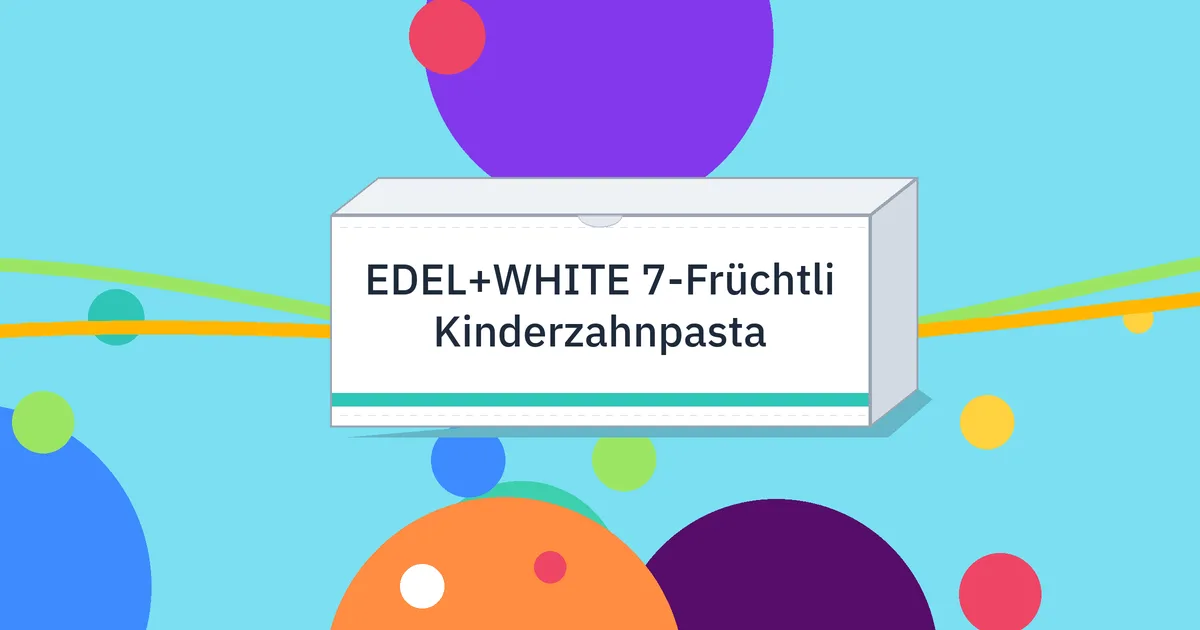 Symbolbild: Packung mit der Aufschrift EDEL+WHITE 7-Früchtli Kinderzahnpasta (PZN 17180905) – Verfügbarkeit und Bezug in Apotheken in Frankfurt am Main