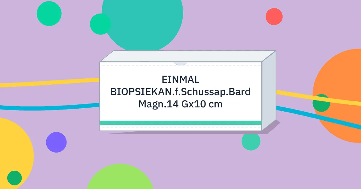Symbolbild: Packung mit der Aufschrift EINMAL BIOPSIEKAN.f.Schussap.Bard Magn.14 Gx10 cm (PZN 00283771) – Verfügbarkeit und Bezug in Apotheken in Frankfurt am Main