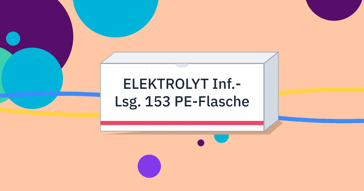 Symbolbild: Packung mit der Aufschrift ELEKTROLYT Inf.-Lsg. 153 PE-Flasche (PZN 09321036) – Verfügbarkeit und Bezug in Apotheken in Frankfurt am Main