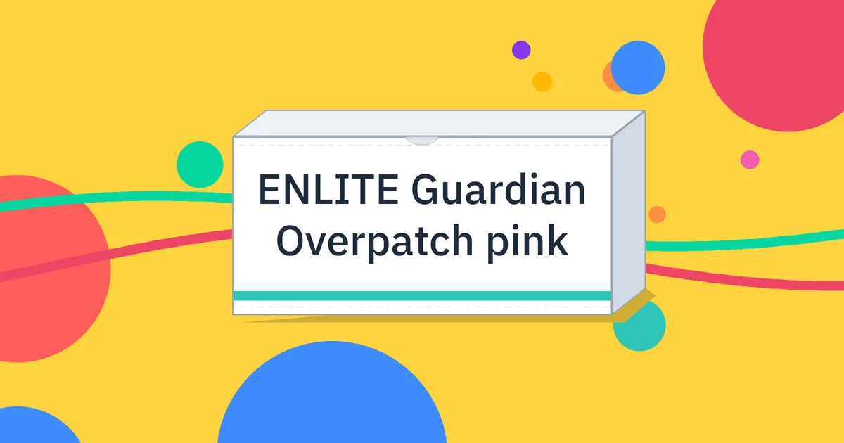 Symbolbild: Packung mit der Aufschrift ENLITE Guardian Overpatch pink (PZN 19864134) – Verfügbarkeit und Bezug in Apotheken in Frankfurt am Main