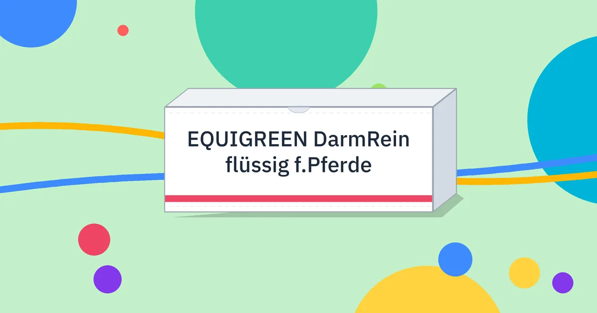 Symbolbild: Packung mit der Aufschrift EQUIGREEN DarmRein flüssig f.Pferde (PZN 18604069) – Verfügbarkeit und Bezug in Apotheken in Frankfurt am Main
