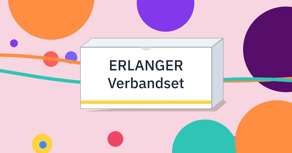 Symbolbild: Packung mit der Aufschrift ERLANGER Verbandset (PZN 03305869) – Verfügbarkeit und Bezug in Apotheken in Frankfurt am Main