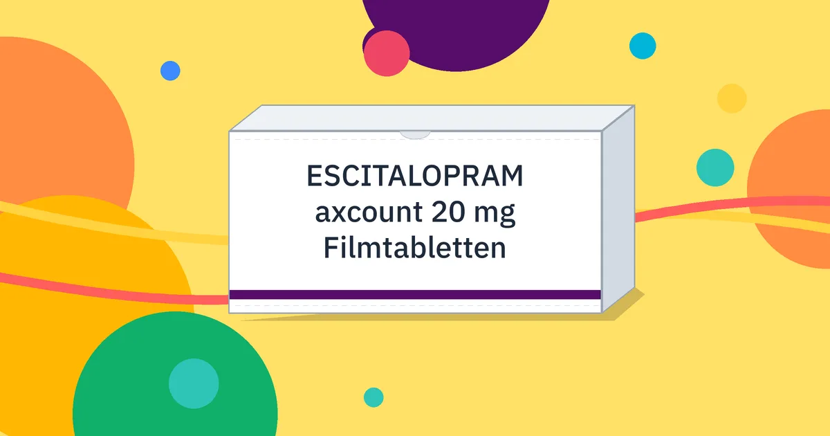 Symbolbild: Packung mit der Aufschrift ESCITALOPRAM axcount 20 mg Filmtabletten (PZN 19237897) – Verfügbarkeit und Bezug in Apotheken in Frankfurt am Main