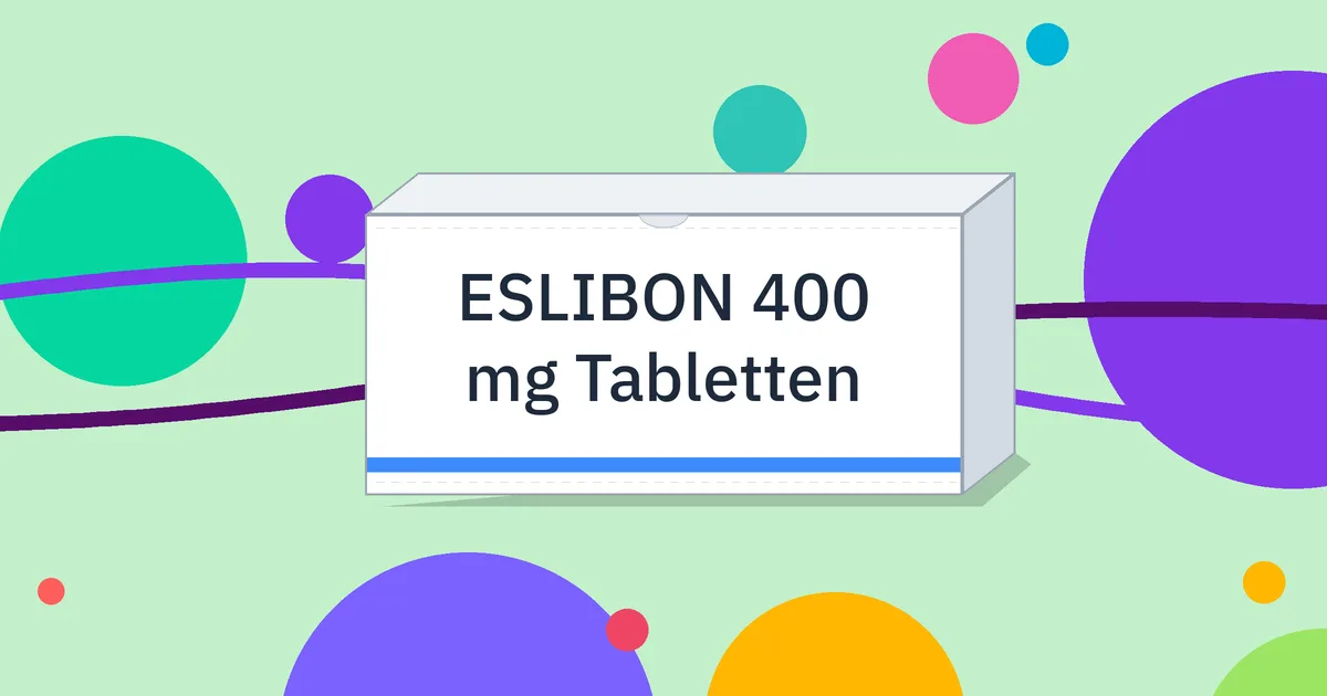 Symbolbild: Packung mit der Aufschrift ESLIBON 400 mg Tabletten (PZN 19772099) – Verfügbarkeit und Bezug in Apotheken in Frankfurt am Main