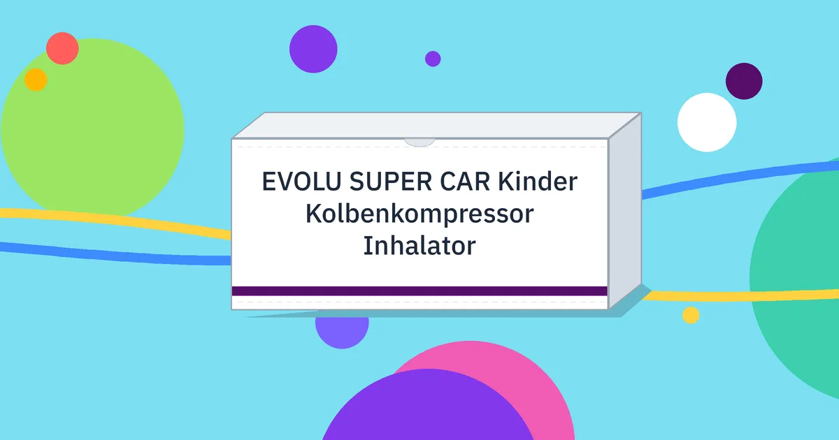 Symbolbild: Packung mit der Aufschrift EVOLU SUPER CAR Kinder Kolbenkompressor Inhalator (PZN 20391787) – Verfügbarkeit und Bezug in Apotheken in Frankfurt am Main