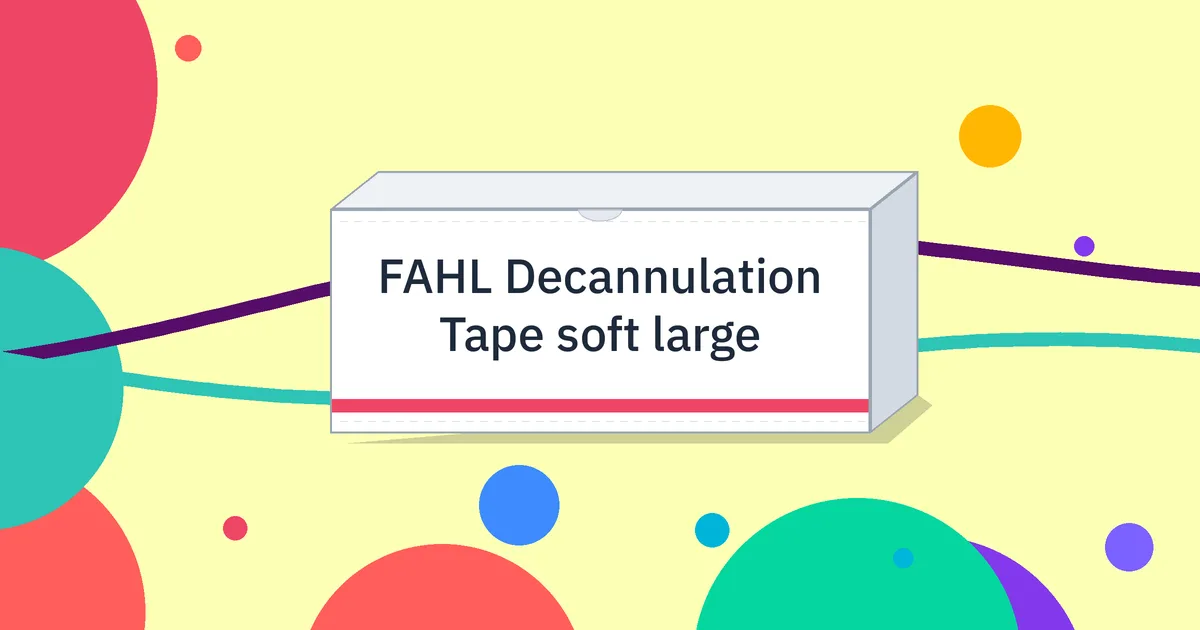 Symbolbild: Packung mit der Aufschrift FAHL Decannulation Tape soft large (PZN 17859910) – Verfügbarkeit und Bezug in Apotheken in Frankfurt am Main
