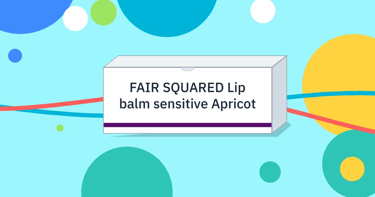 Symbolbild: Packung mit der Aufschrift FAIR SQUARED Lip balm sensitive Apricot (PZN 13653985) – Verfügbarkeit und Bezug in Apotheken in Frankfurt am Main