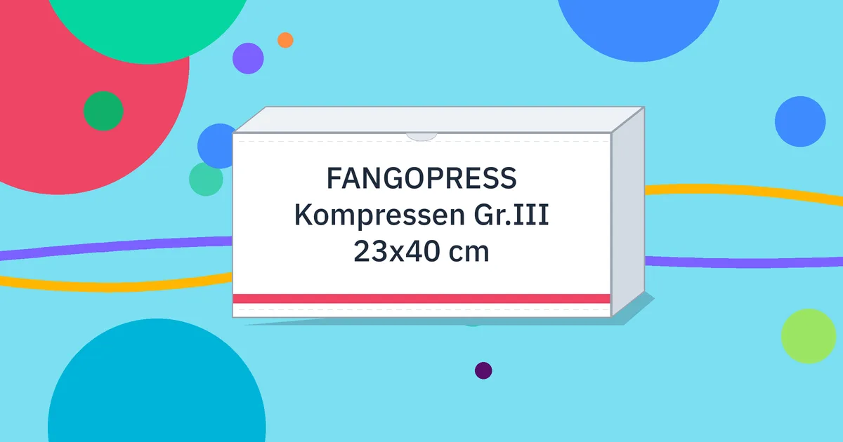 Symbolbild: Packung mit der Aufschrift FANGOPRESS Kompressen Gr.III 23x40 cm (PZN 02478036) – Verfügbarkeit und Bezug in Apotheken in Frankfurt am Main