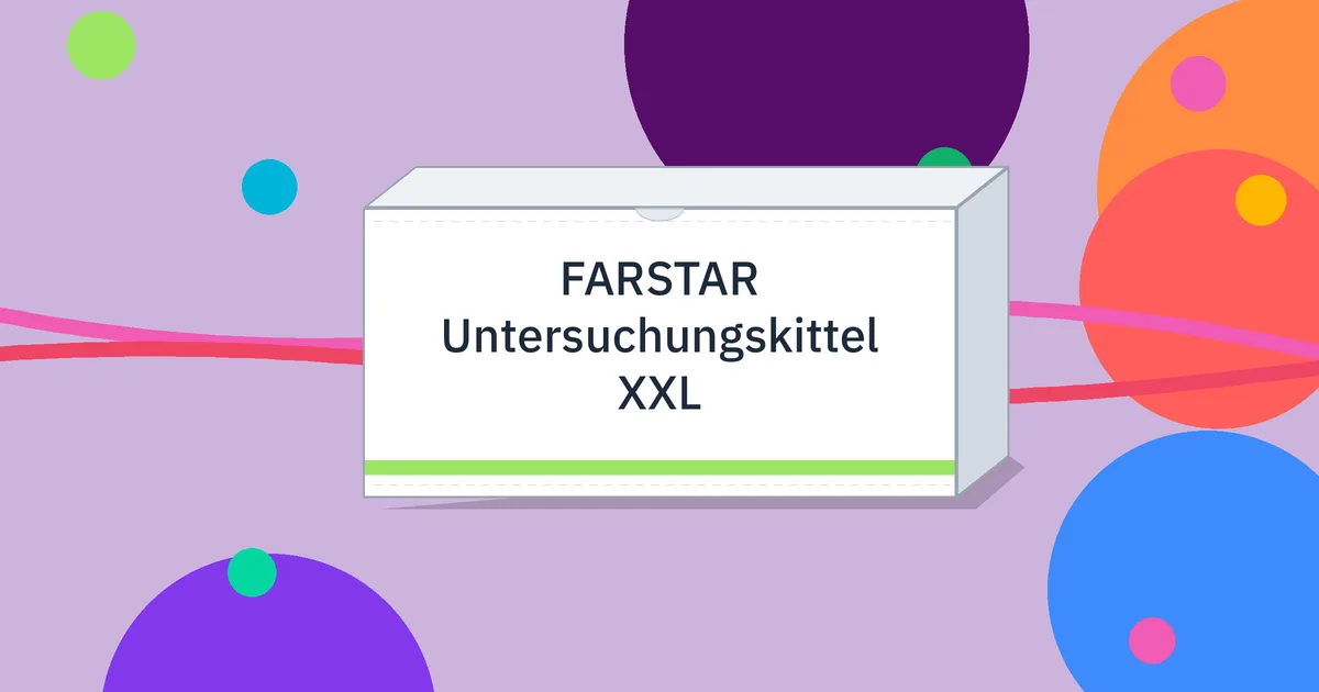 Symbolbild: Packung mit der Aufschrift FARSTAR Untersuchungskittel XXL (PZN 09621206) – Verfügbarkeit und Bezug in Apotheken in Frankfurt am Main