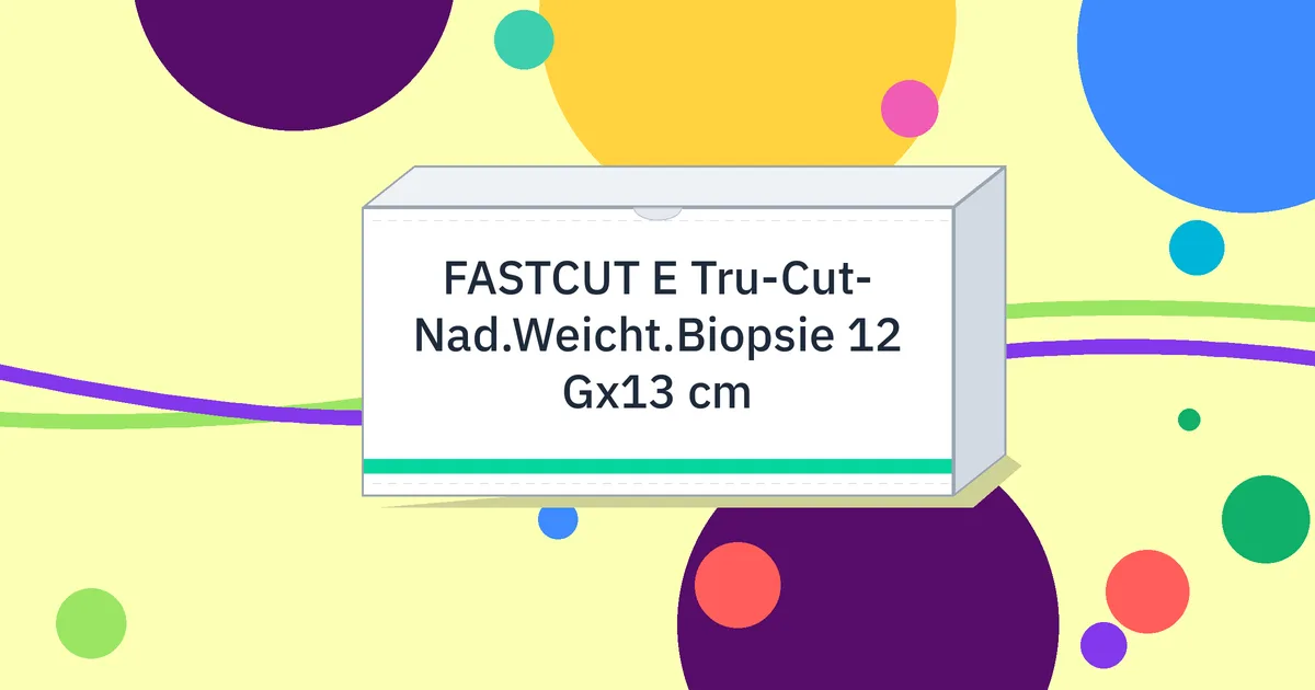 Symbolbild: Packung mit der Aufschrift FASTCUT E Tru-Cut-Nad.Weicht.Biopsie 12 Gx13 cm (PZN 19738665) – Verfügbarkeit und Bezug in Apotheken in Frankfurt am Main
