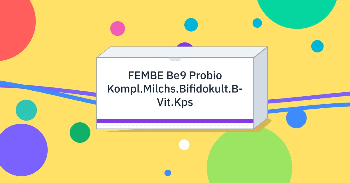 Symbolbild: Packung mit der Aufschrift FEMBE Be9 Probio Kompl.Milchs.Bifidokult.B-Vit.Kps (PZN 19980314) – Verfügbarkeit und Bezug in Apotheken in Frankfurt am Main