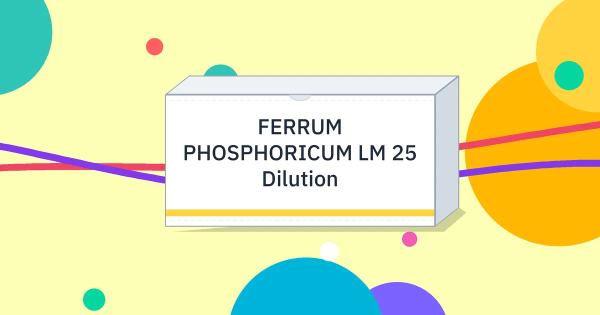 Symbolbild: Packung mit der Aufschrift FERRUM PHOSPHORICUM LM 25 Dilution (PZN 12852257) – Verfügbarkeit und Bezug in Apotheken in Frankfurt am Main