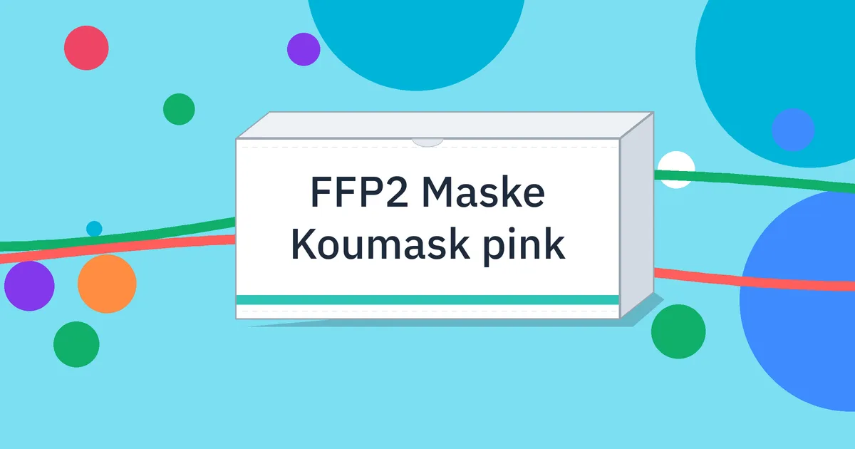 Symbolbild: Packung mit der Aufschrift FFP2 Maske Koumask pink (PZN 18435885) – Verfügbarkeit und Bezug in Apotheken in Frankfurt am Main