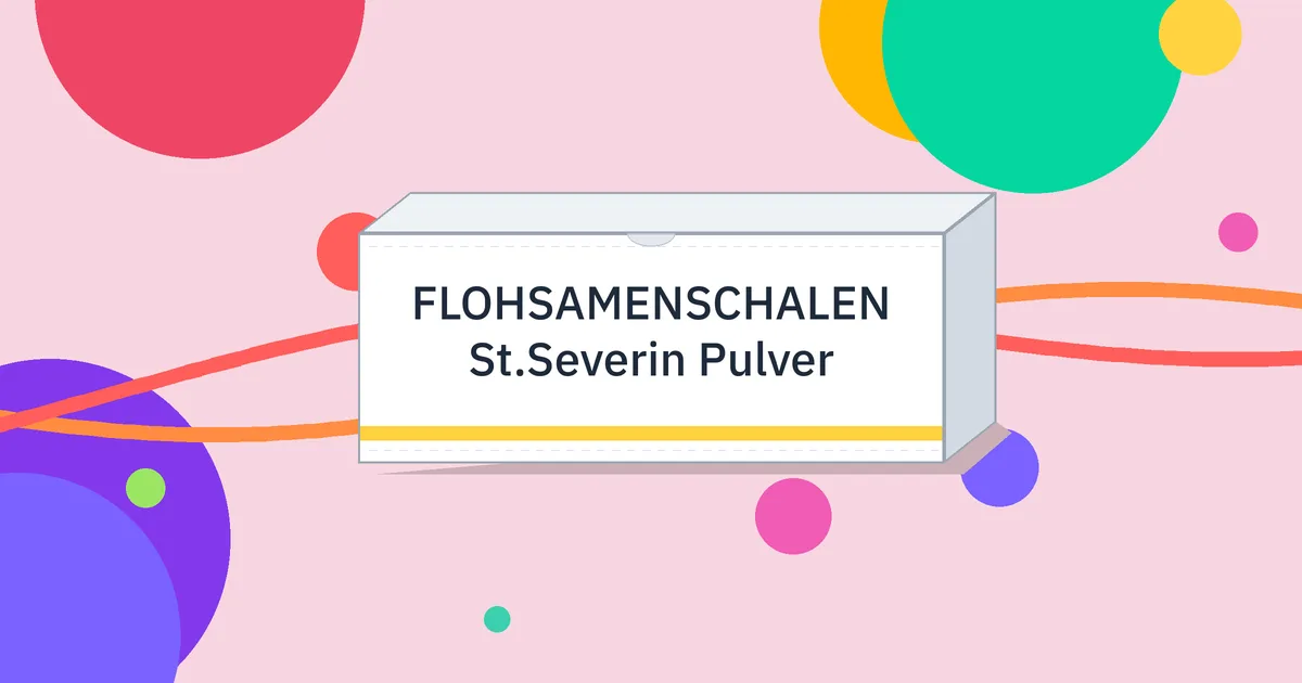 Symbolbild: Packung mit der Aufschrift FLOHSAMENSCHALEN St.Severin Pulver (PZN 18008404) – Verfügbarkeit und Bezug in Apotheken in Frankfurt am Main