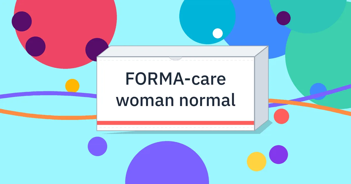 Symbolbild: Packung mit der Aufschrift FORMA-care woman normal (PZN 00809316) – Verfügbarkeit und Bezug in Apotheken in Frankfurt am Main