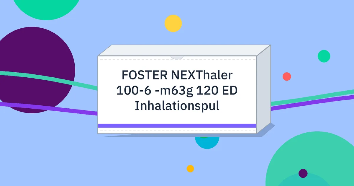 Symbolbild: Packung mit der Aufschrift FOSTER NEXThaler 100-6 -m63g 120 ED Inhalationspul (PZN 12372592) – Verfügbarkeit und Bezug in Apotheken in Frankfurt am Main