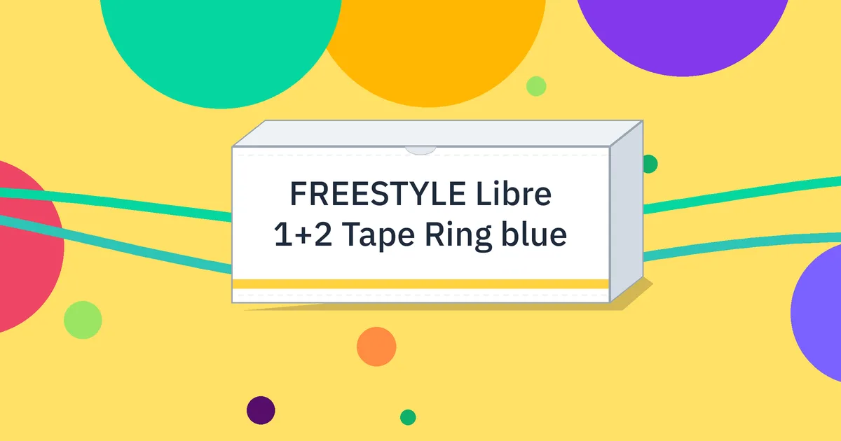 Symbolbild: Packung mit der Aufschrift FREESTYLE Libre 1+2 Tape Ring blue (PZN 18177609) – Verfügbarkeit und Bezug in Apotheken in Frankfurt am Main