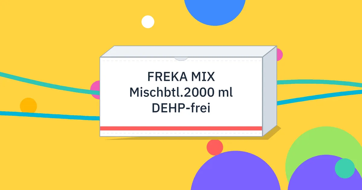 Symbolbild: Packung mit der Aufschrift FREKA MIX Mischbtl.2000 ml DEHP-frei (PZN 07403652) – Verfügbarkeit und Bezug in Apotheken in Frankfurt am Main