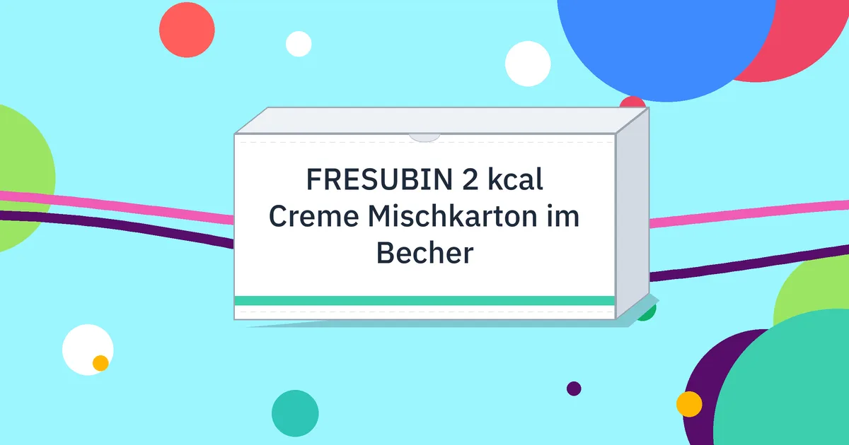 Symbolbild: Packung mit der Aufschrift FRESUBIN 2 kcal Creme Mischkarton im Becher (PZN 11590826) – Verfügbarkeit und Bezug in Apotheken in Frankfurt am Main