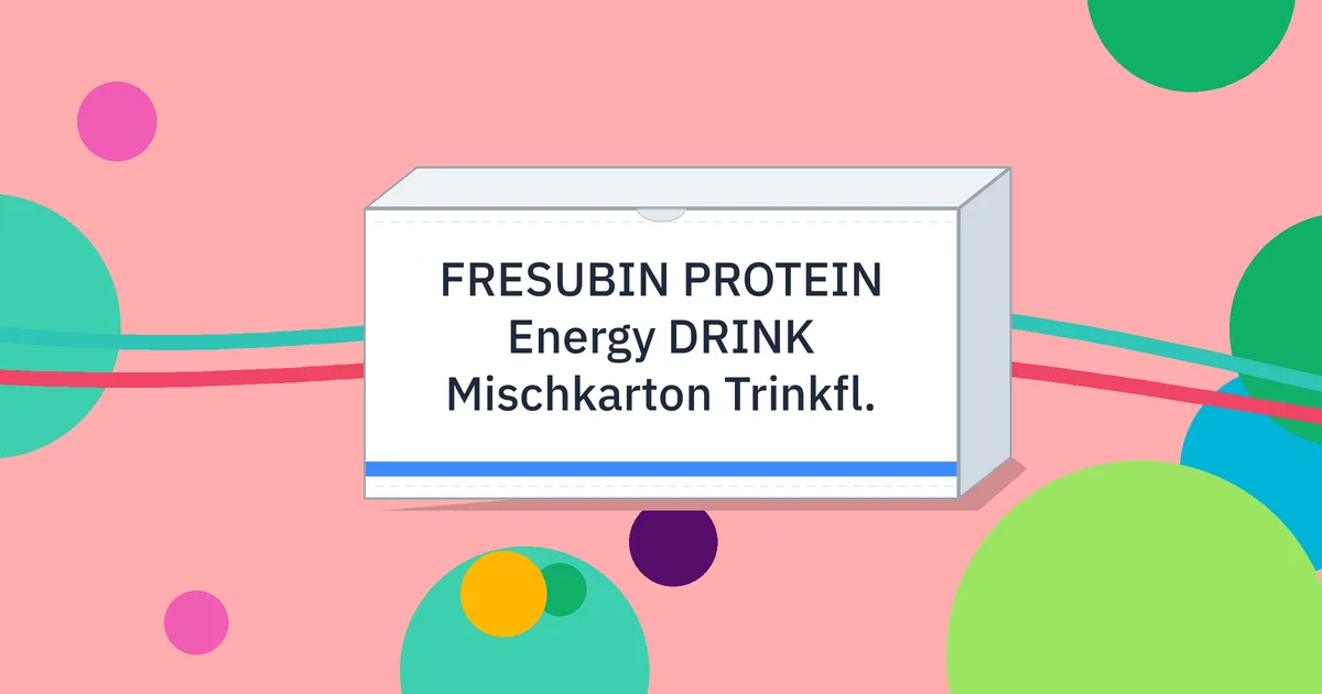 Symbolbild: Packung mit der Aufschrift FRESUBIN PROTEIN Energy DRINK Mischkarton Trinkfl. (PZN 19750554) – Verfügbarkeit und Bezug in Apotheken in Frankfurt am Main