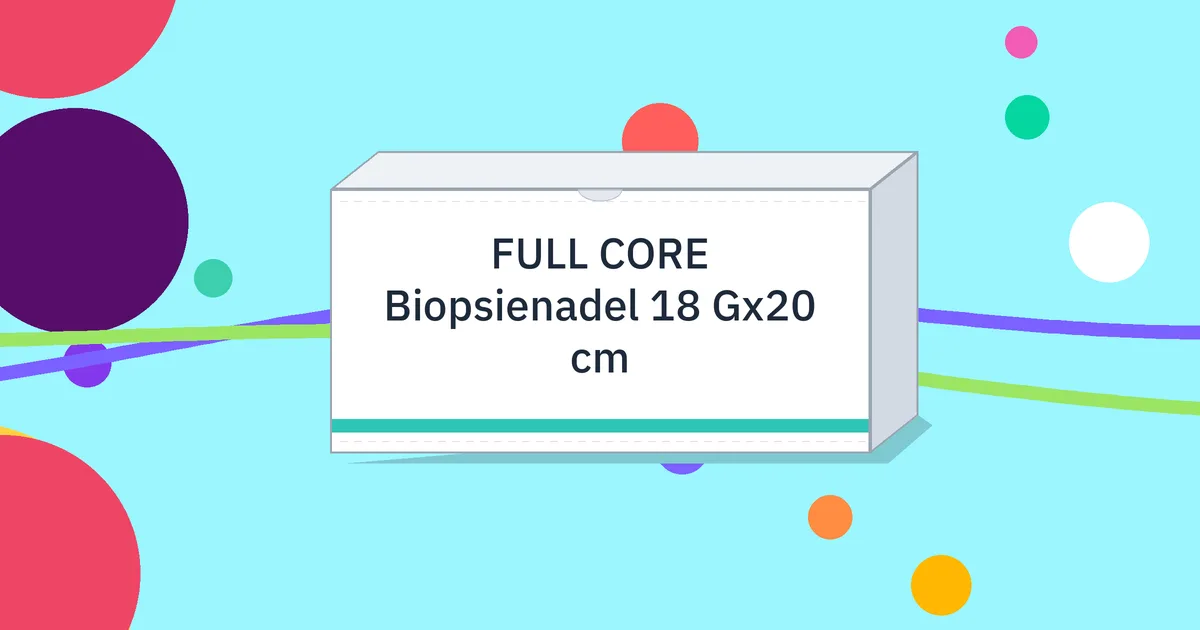 Symbolbild: Packung mit der Aufschrift FULL CORE Biopsienadel 18 Gx20 cm (PZN 09190746) – Verfügbarkeit und Bezug in Apotheken in Frankfurt am Main