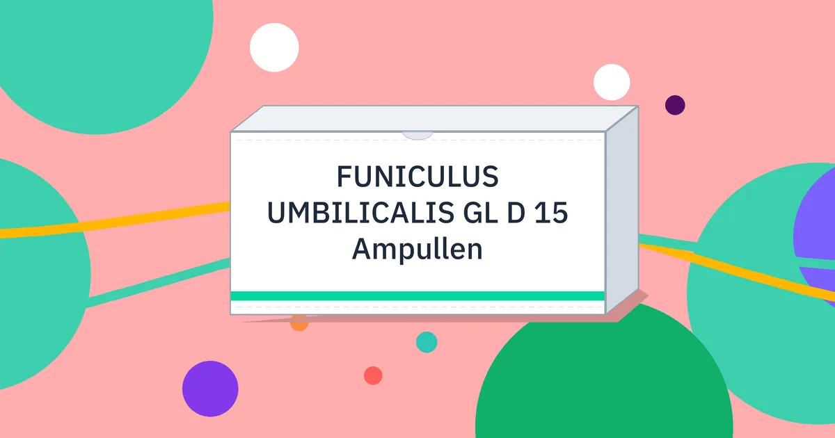 Symbolbild: Packung mit der Aufschrift FUNICULUS UMBILICALIS GL D 15 Ampullen (PZN 03357671) – Verfügbarkeit und Bezug in Apotheken in Frankfurt am Main