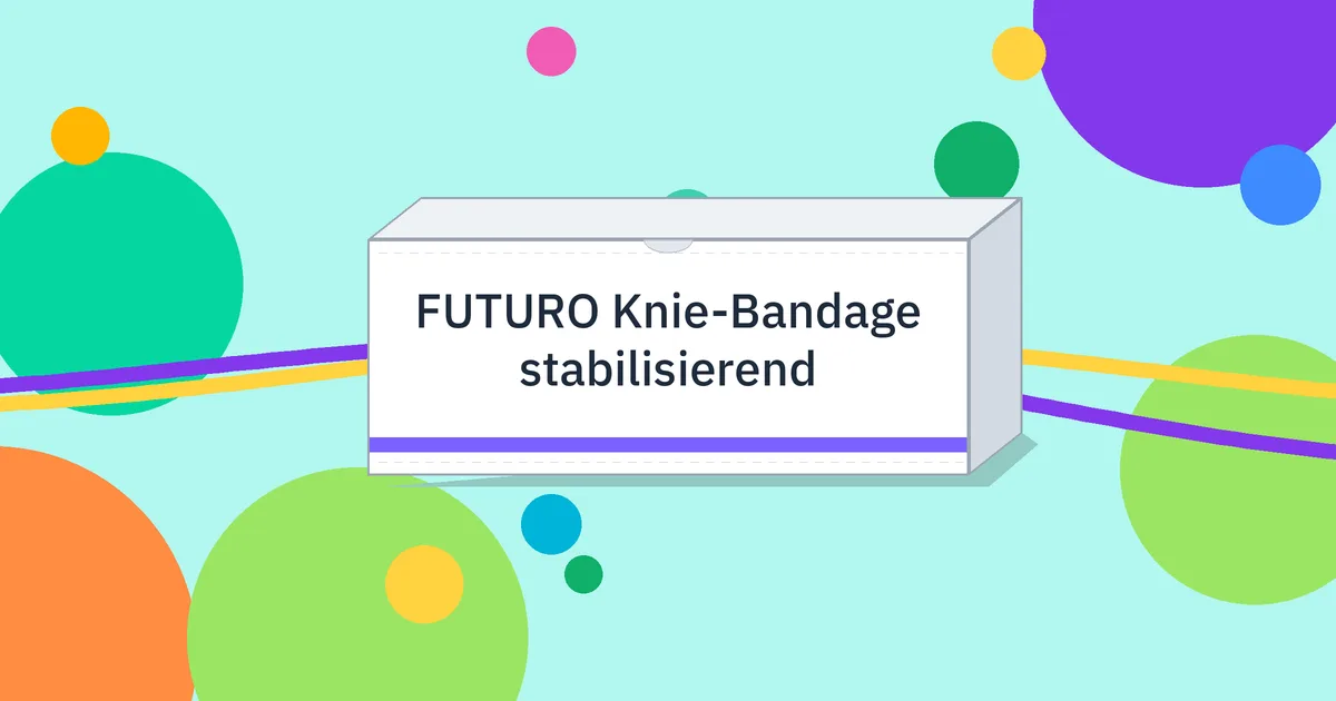 Symbolbild: Packung mit der Aufschrift FUTURO Knie-Bandage stabilisierend (PZN 15783290) – Verfügbarkeit und Bezug in Apotheken in Frankfurt am Main