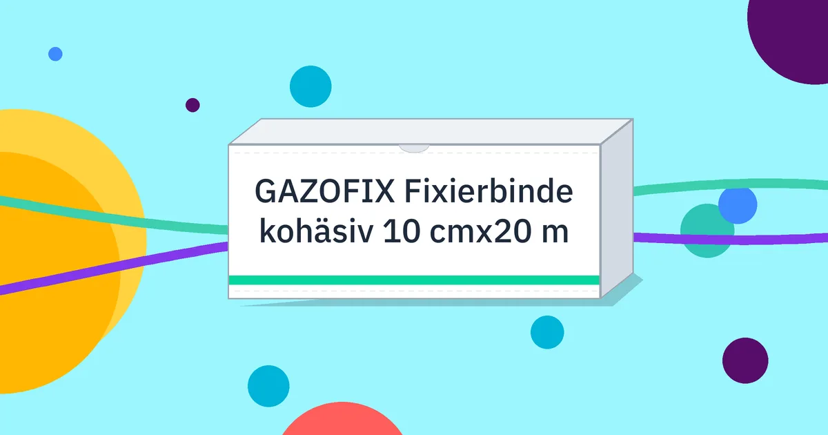 Symbolbild: Packung mit der Aufschrift GAZOFIX Fixierbinde kohäsiv 10 cmx20 m (PZN 11587876) – Verfügbarkeit und Bezug in Apotheken in Frankfurt am Main