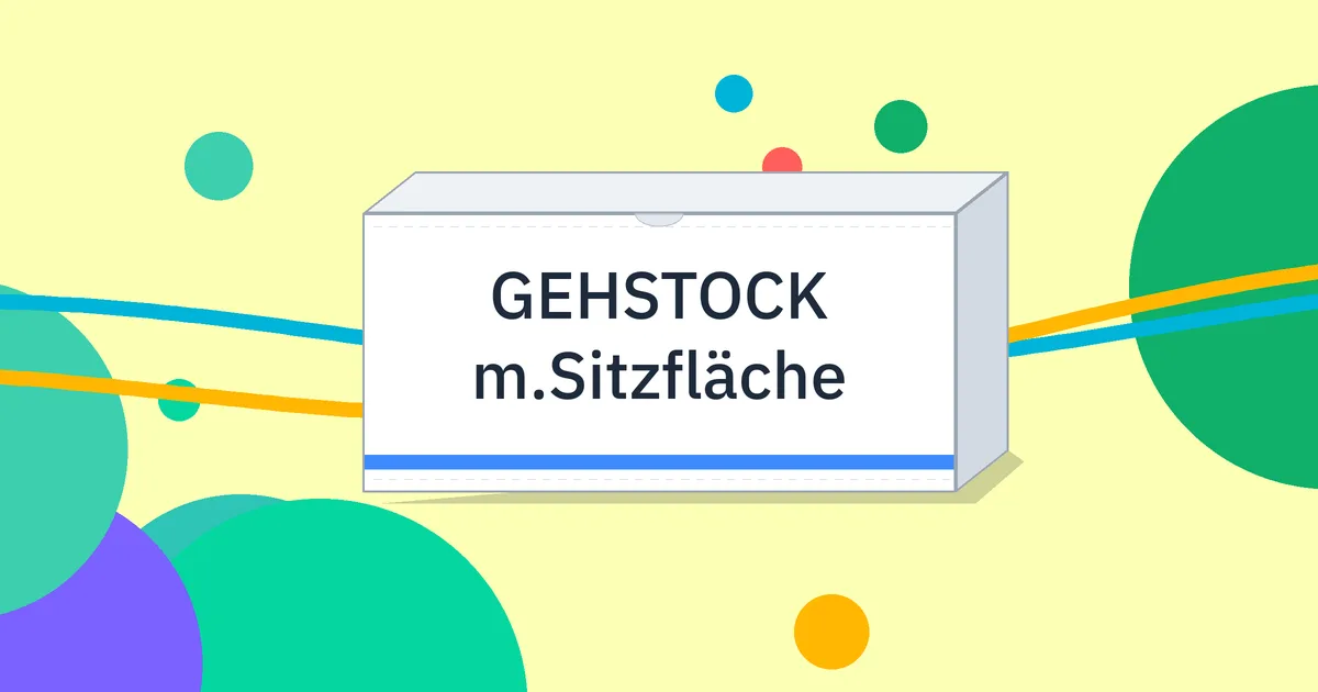 Symbolbild: Packung mit der Aufschrift GEHSTOCK m.Sitzfläche (PZN 03633131) – Verfügbarkeit und Bezug in Apotheken in Frankfurt am Main