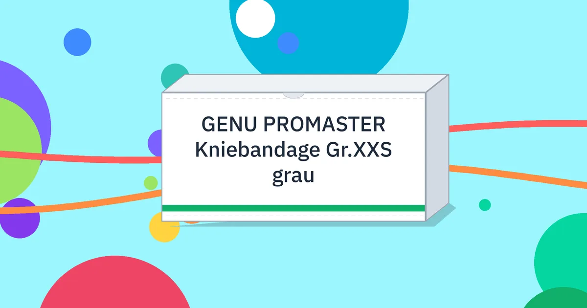 Symbolbild: Packung mit der Aufschrift GENU PROMASTER Kniebandage Gr.XXS grau (PZN 10927347) – Verfügbarkeit und Bezug in Apotheken in Frankfurt am Main