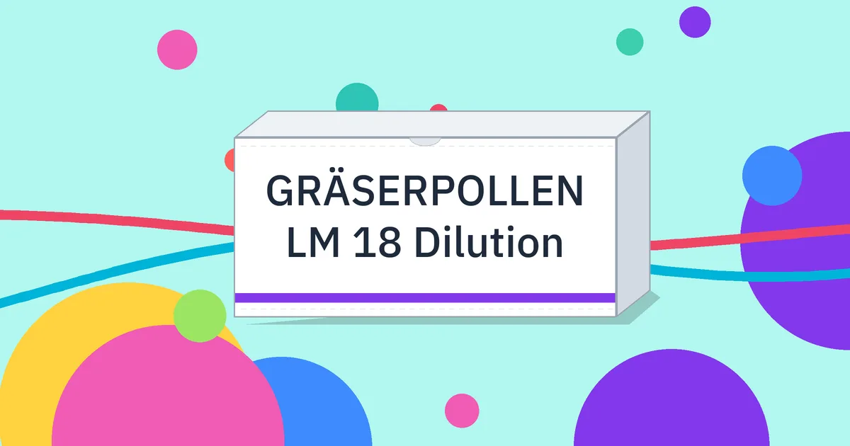 Symbolbild: Packung mit der Aufschrift GRÄSERPOLLEN LM 18 Dilution (PZN 12882235) – Verfügbarkeit und Bezug in Apotheken in Frankfurt am Main