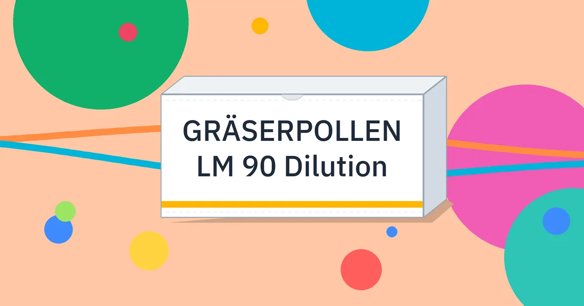Symbolbild: Packung mit der Aufschrift GRÄSERPOLLEN LM 90 Dilution (PZN 12882413) – Verfügbarkeit und Bezug in Apotheken in Frankfurt am Main