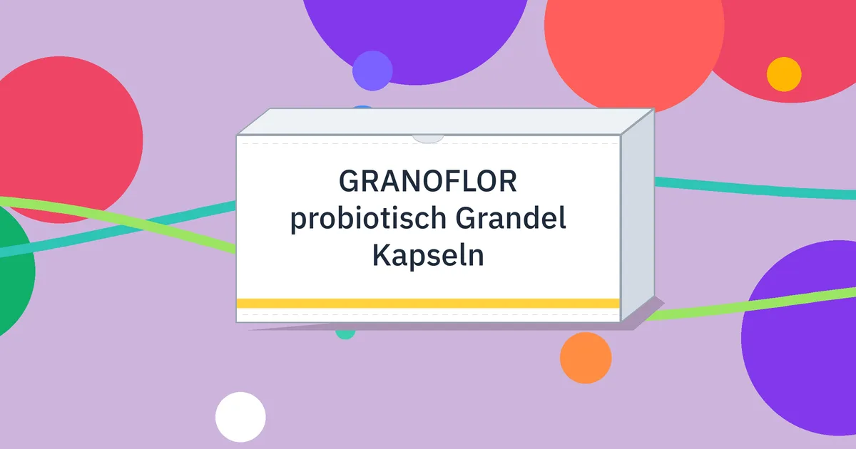 Symbolbild: Packung mit der Aufschrift GRANOFLOR probiotisch Grandel Kapseln (PZN 01234208) – Verfügbarkeit und Bezug in Apotheken in Frankfurt am Main